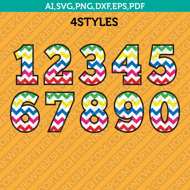 Chevron Numbers SVG Vector Cricut Cut File Clipart Png Eps Dxf ...