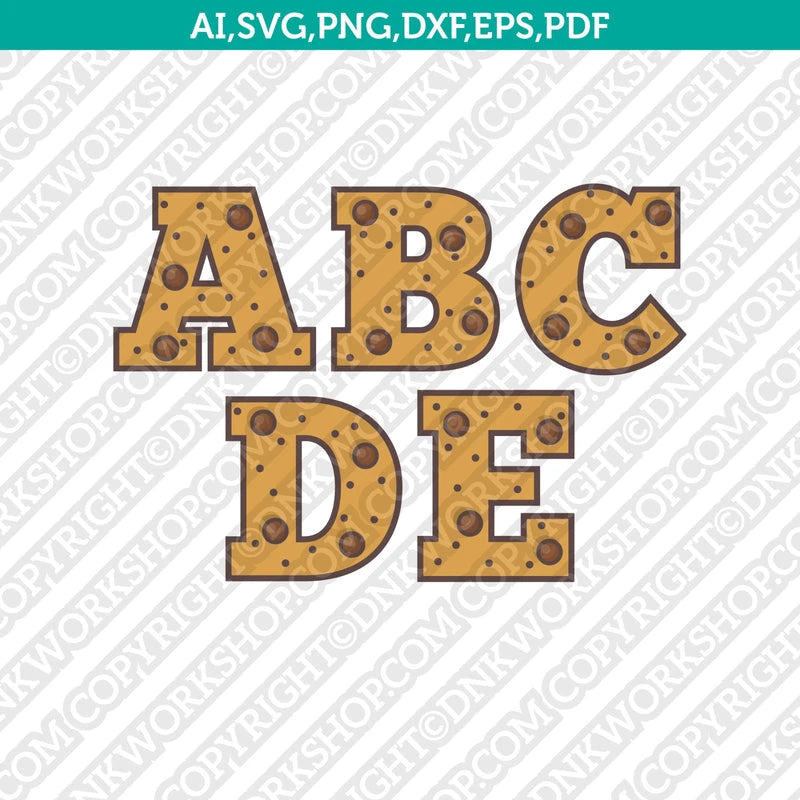 Chocolate Chip Cookies Letter Font Alphabet SVG Vector Silhouette Came ...