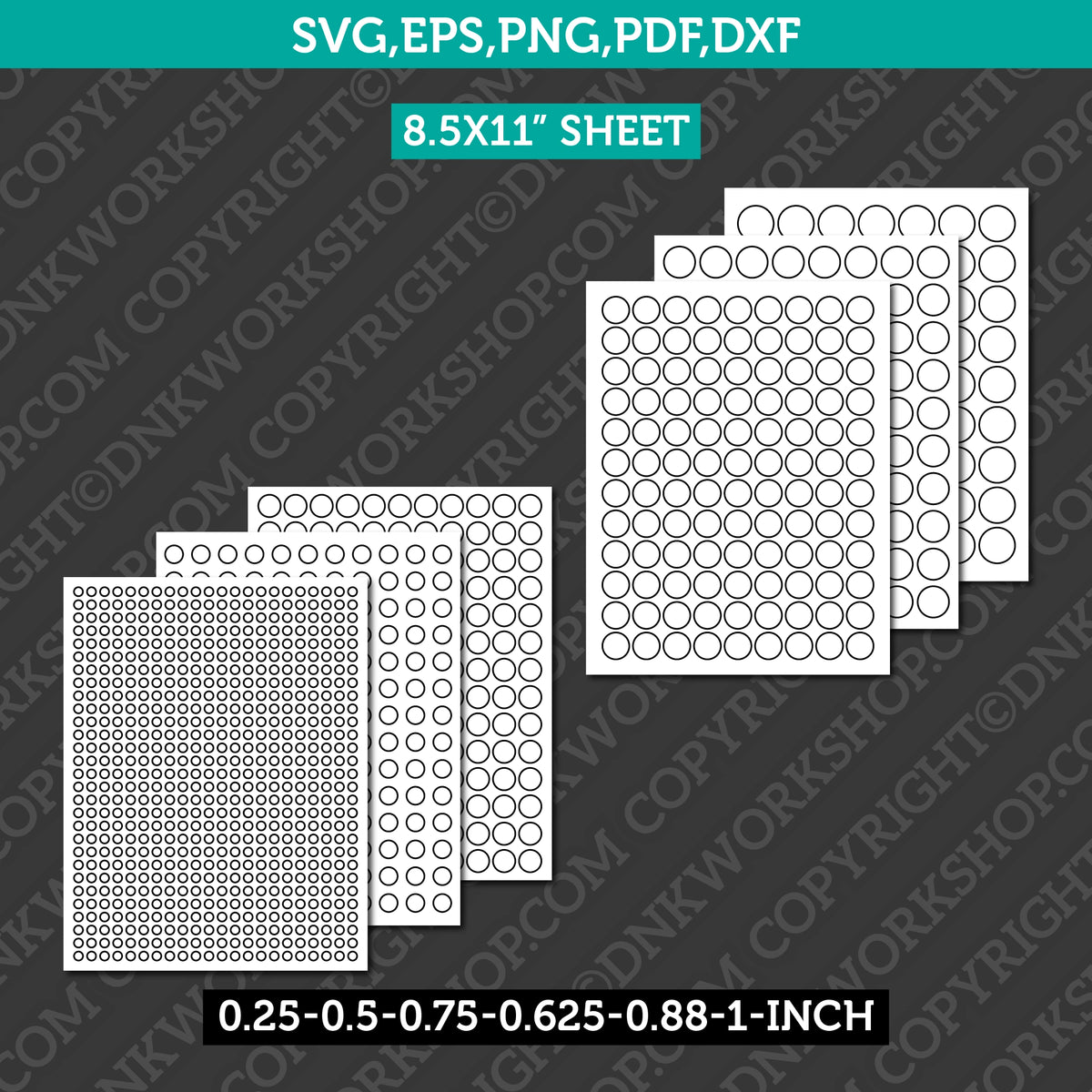 Circle Label 0.25-1 Inch Sublimation Blank Template SVG PNG PDF ...