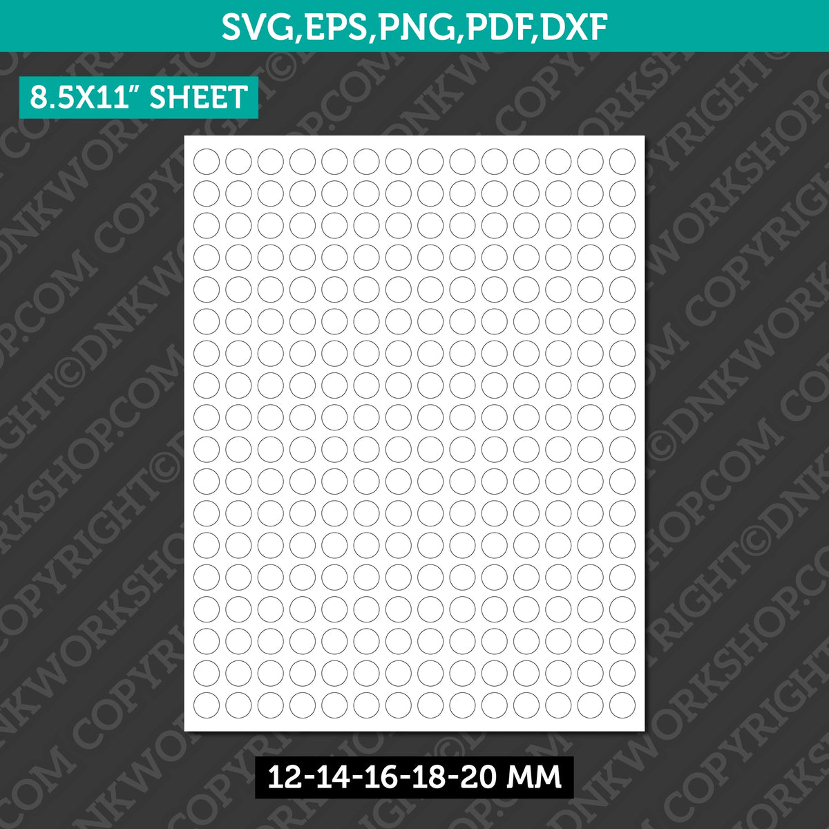 Circle Label Template 12mm–20mm | SVG, PNG, DXF, EPS, PDF – DNKWorkshop