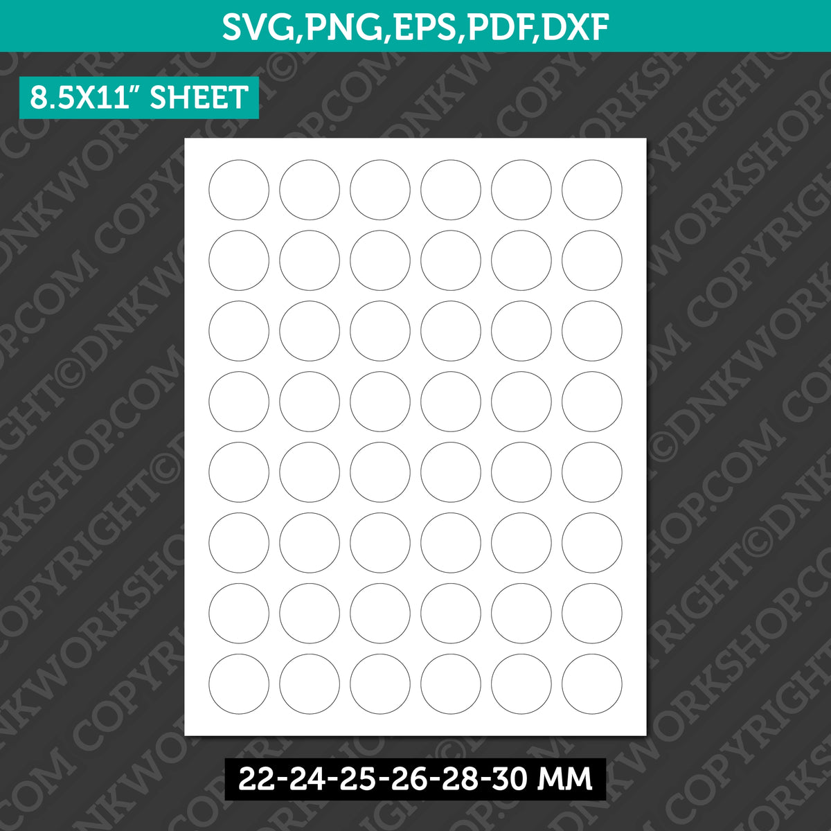 Circle Label Template 22mm–30mm | SVG, PNG, DXF, EPS, PDF – DNKWorkshop