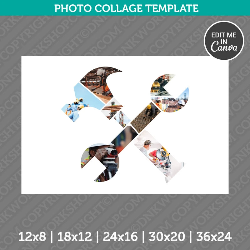 Handyman Mechanic Construction Photo Collage Template Canva PDF ...