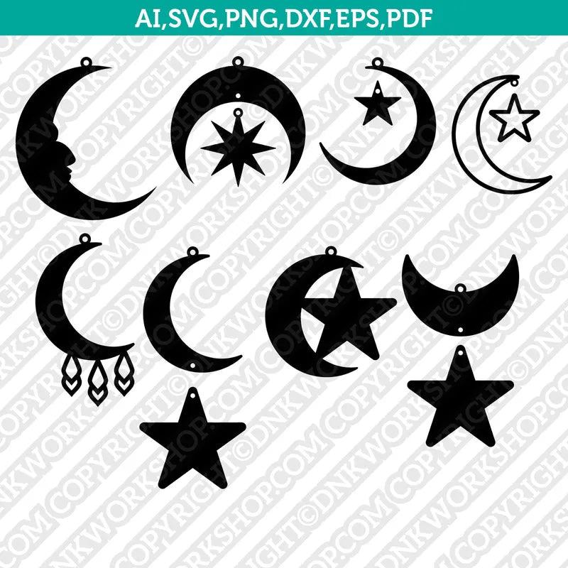 Crescent Moon Earring Svg Laser Cut File Silhouette Cameo Cricut ...