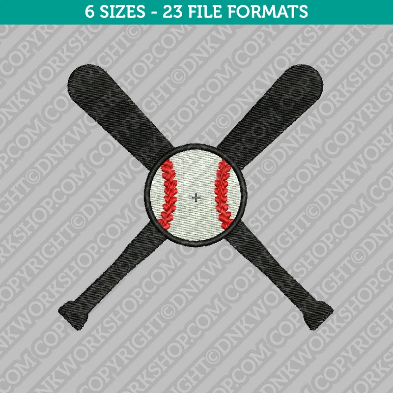 Crossed Baseball Bats Machine Embroidery Design - 6 Sizes - INSTANT DO ...