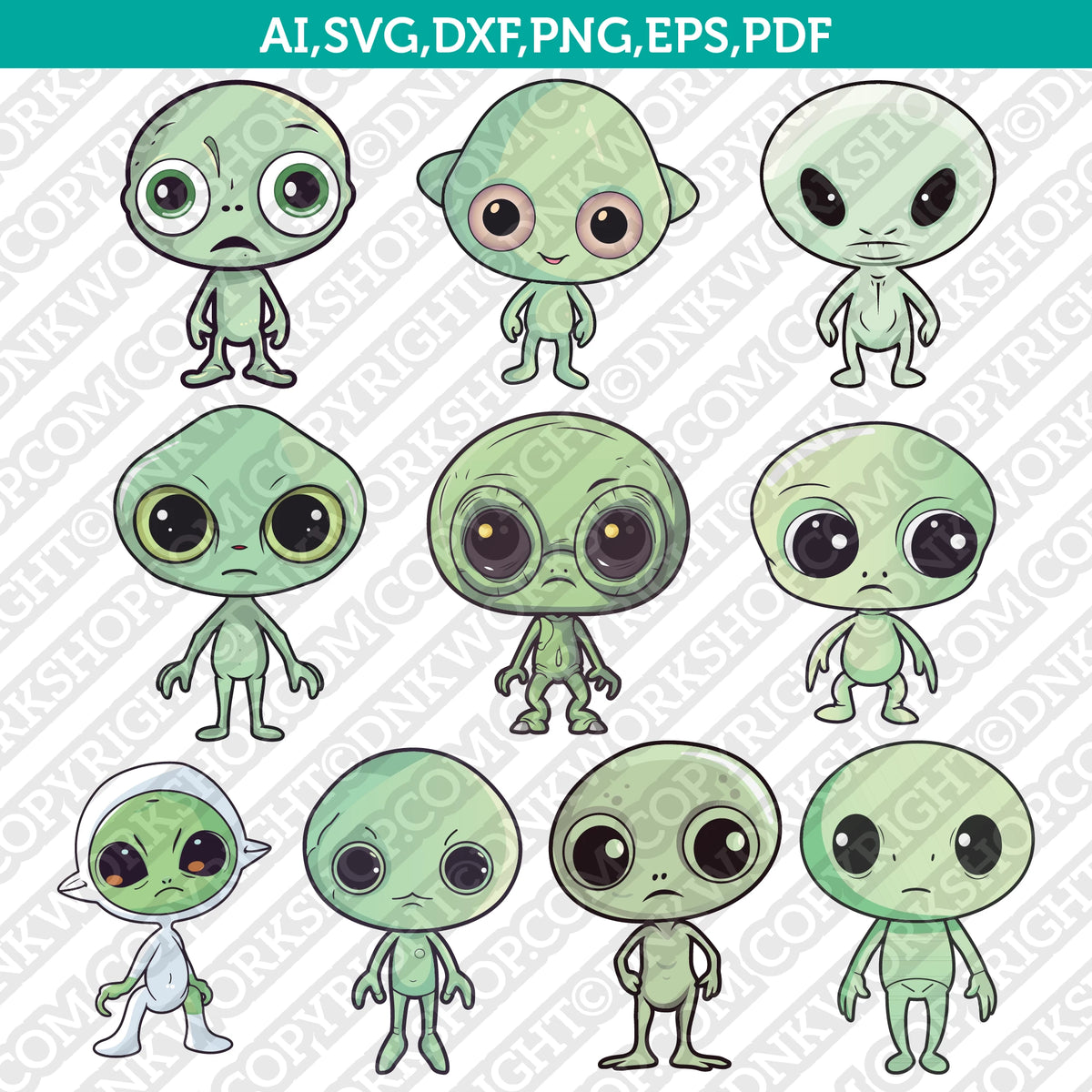 Cute Alien Svg Cricut Laser Cut File Clipart Silhouette Cameo Vector ...