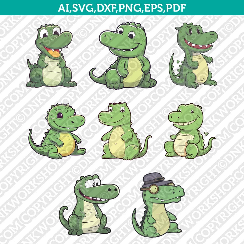 Cute Aligator Svg Cricut Laser Cut File Clipart Silhouette Cameo Vecto ...