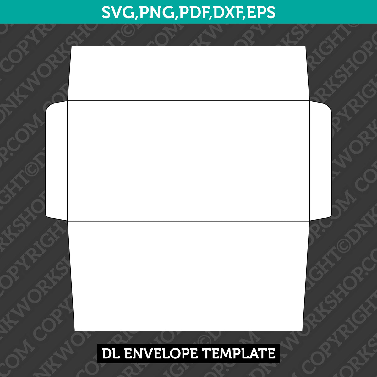 DL Envelope Template SVG PNG DXF PDF EPS for Cricut & Silhouette ...