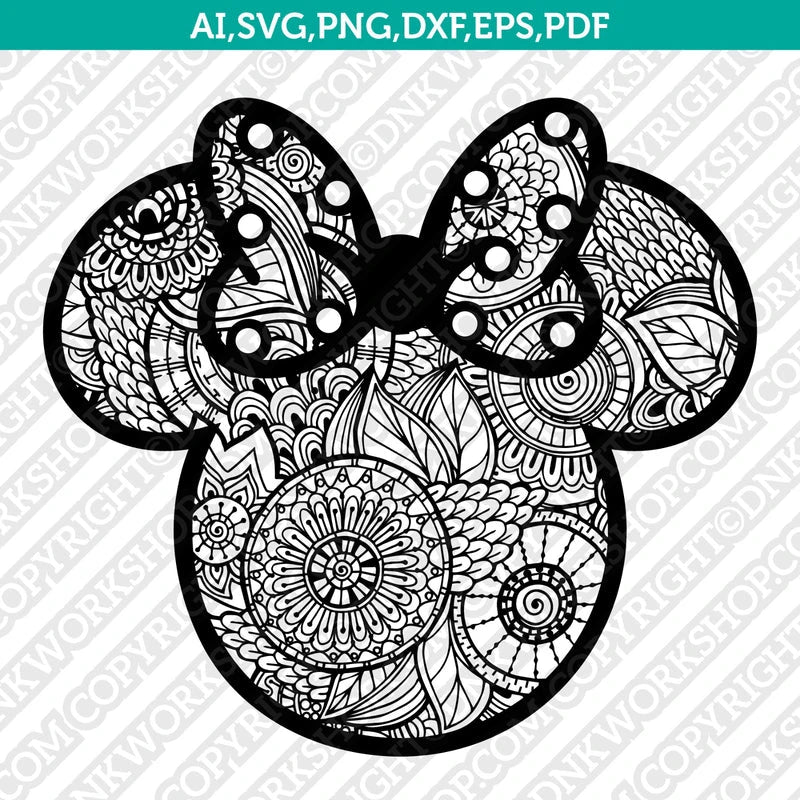 Mickey Minnie Mouse Mandala Zentangle SVG Laser Cut File CNC Plasma ...