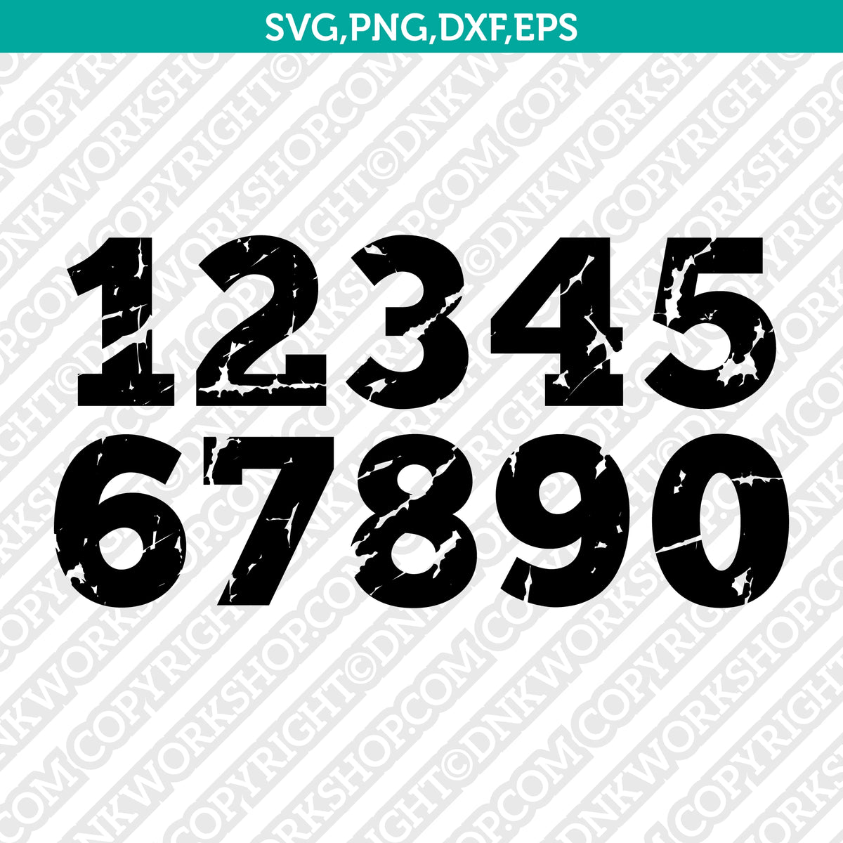 Distressed Grunge Number Alphabet SVG Vector Silhouette Cricut ...