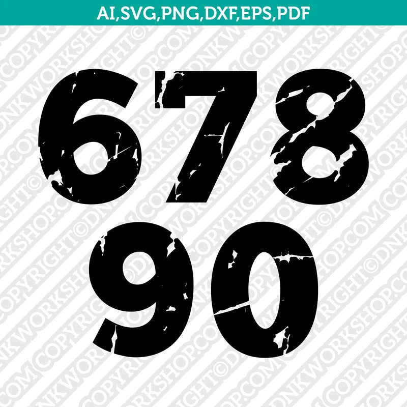 Distressed Numbers SVG Cut File Vector Cricut Clipart Png Dxf Eps ...