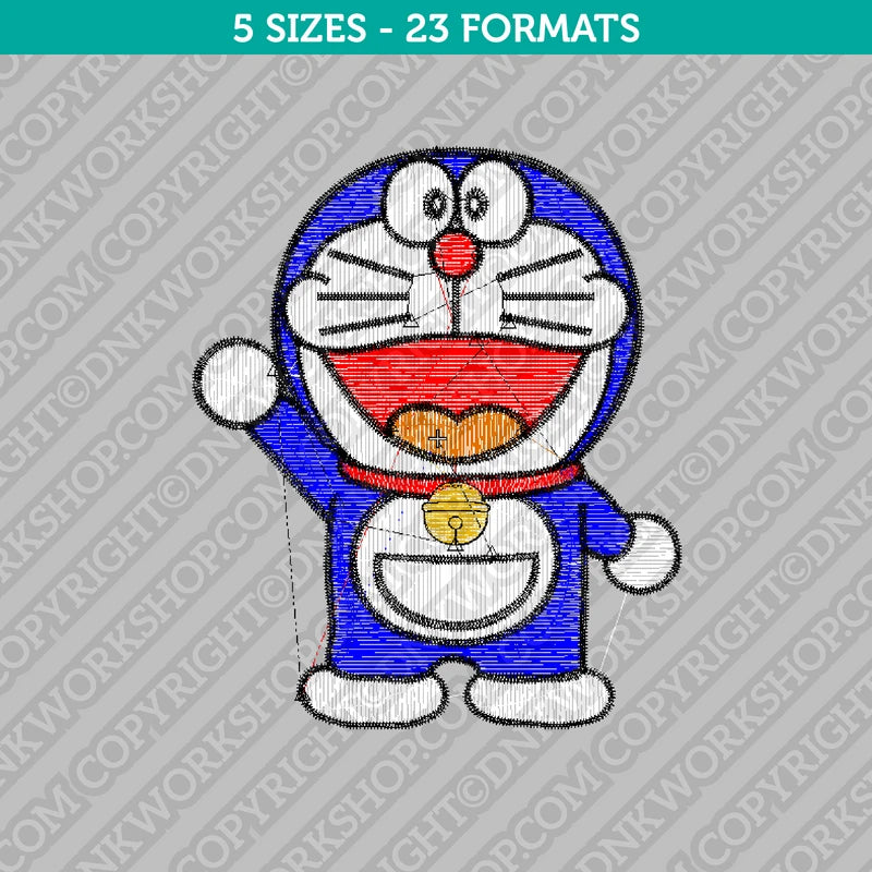 Doraemon Embroidery Design - 5 Sizes - INSTANT DOWNLOAD – DNKWorkshop