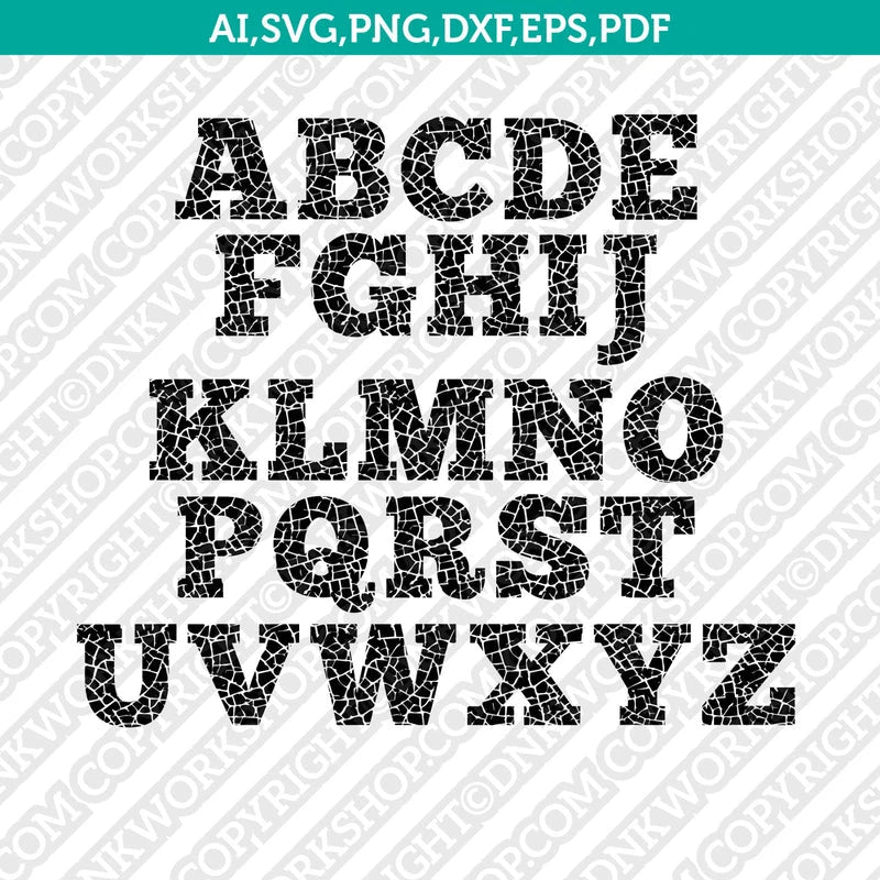 Drought Crack Letter Font Alphabet SVG Vector Cricut Cut File Clipart ...