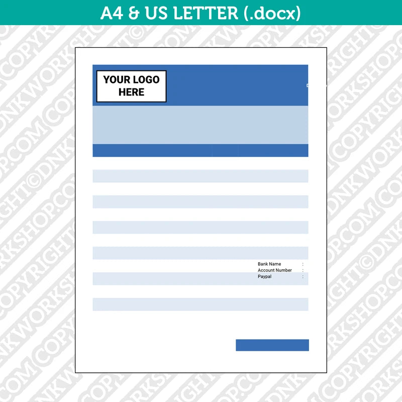 Editable Invoice Template Word - Printable Bill Receipt Digital Order ...