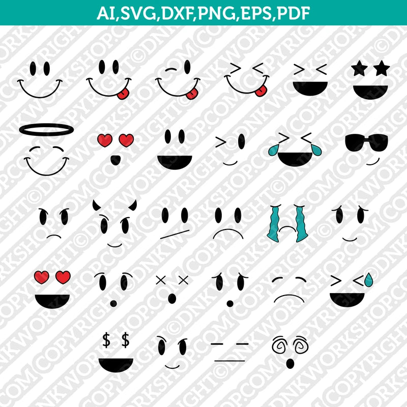 Emoji SVG Cut File Vector Cricut Silhouette Cameo Clipart Png Dxf Eps ...