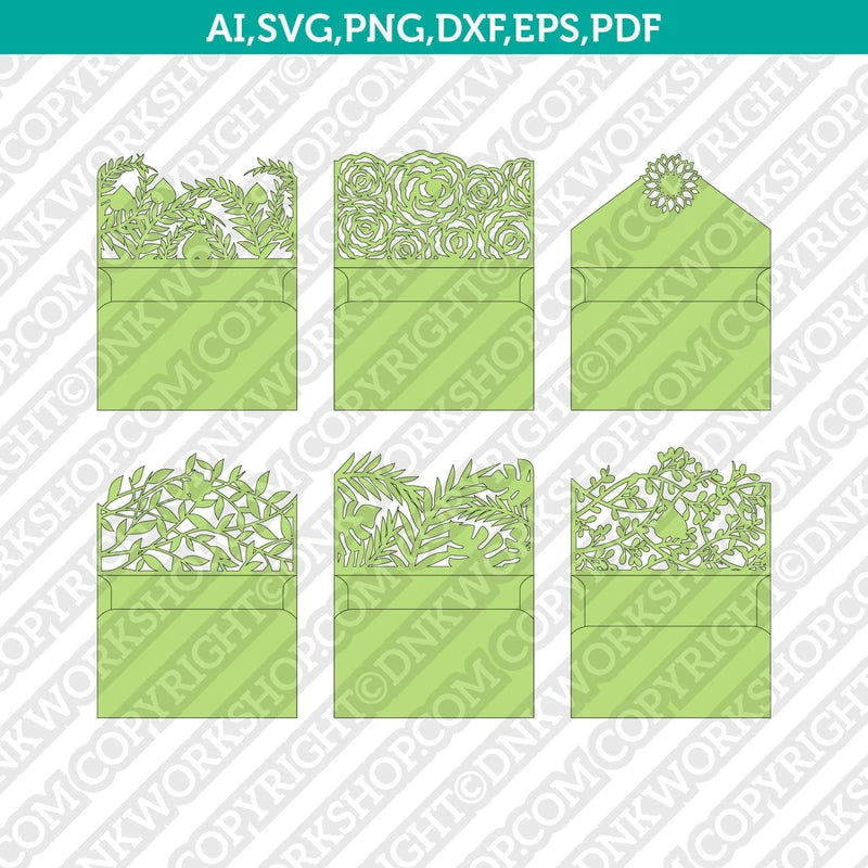 A7 Floral Envelope For 5x7 Invitation Template SVG Laser Cut File ...