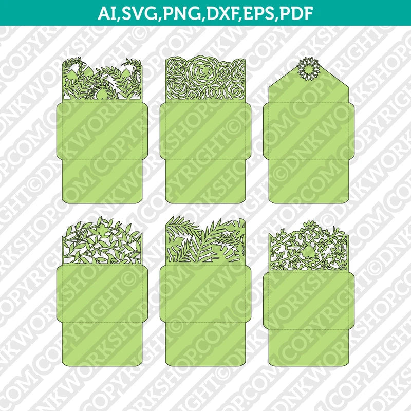 A7 Floral Envelope For 5x7 Invitation Template SVG Laser Cut File ...