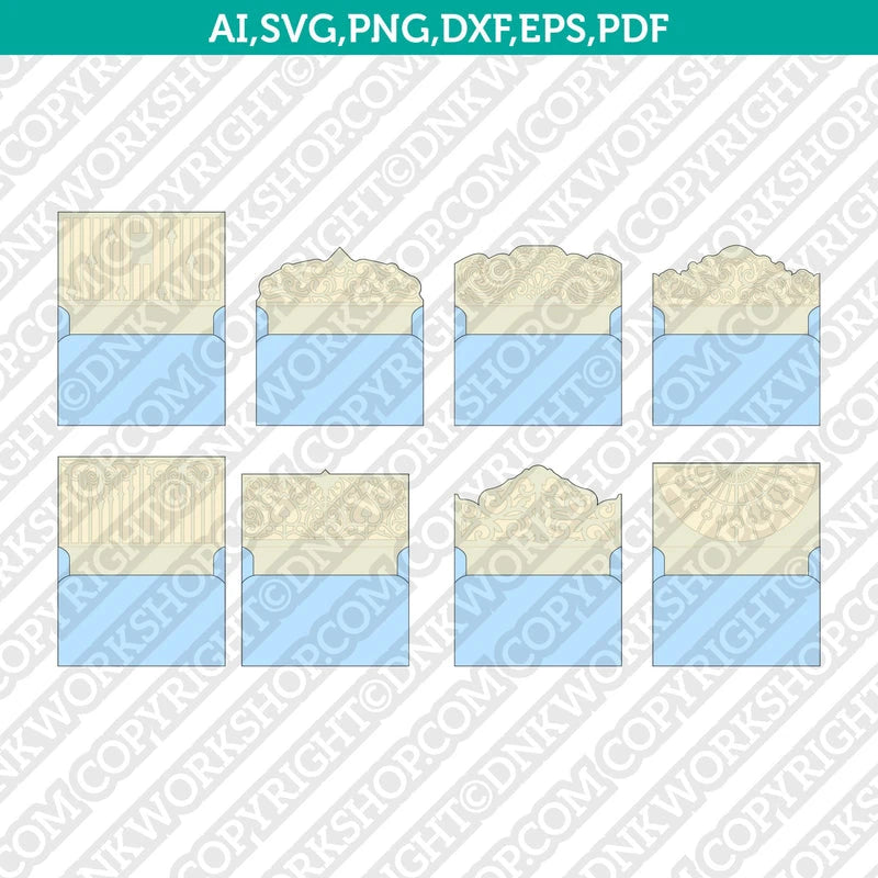 A7 Envelope For 5x7 Invitation Template SVG Laser Cut File Cricut ...