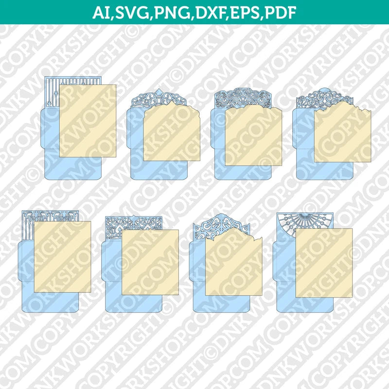 A7 Envelope For 5x7 Invitation Template SVG Laser Cut File Cricut ...