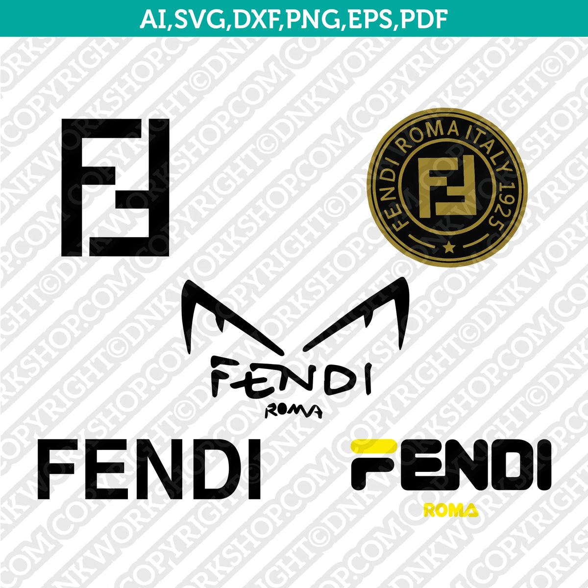 Fendi Logo SVG Cut File Cricut Clipart Dxf Eps Png Silhouette Cameo ...