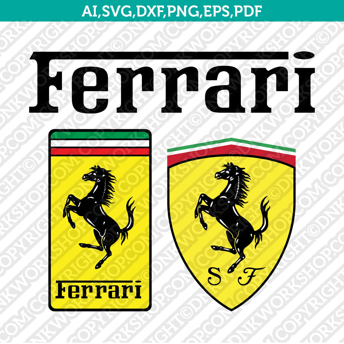 Ferrari Logo SVG Silhouette Cameo Cricut Cut File Vector Png Eps Dxf ...