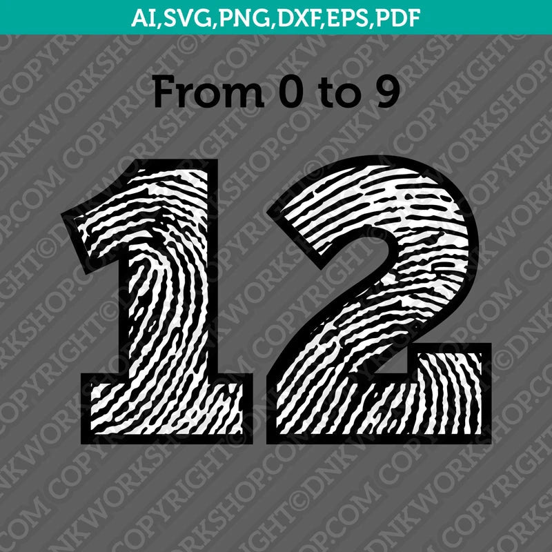 Fingerprint Numbers SVG Cut File Vector Cricut Clipart Png Dxf Eps ...