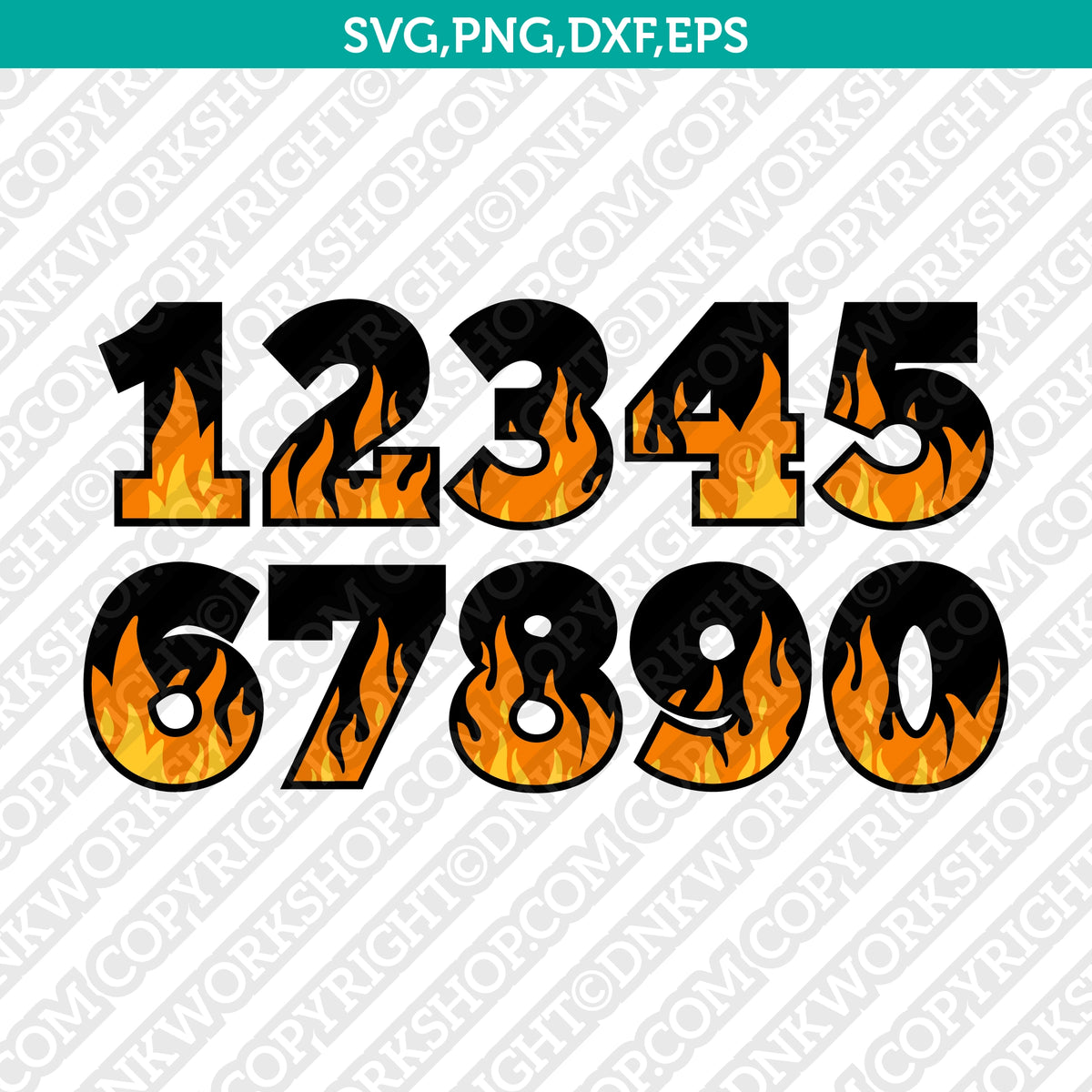 Fire Flame Number Alphabet SVG Vector Silhouette Cricut PNG – DNKWorkshop