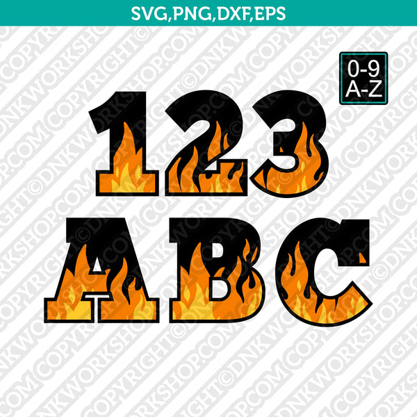Fire Flame Number Alphabet SVG Vector Silhouette Cricut PNG – DNKWorkshop
