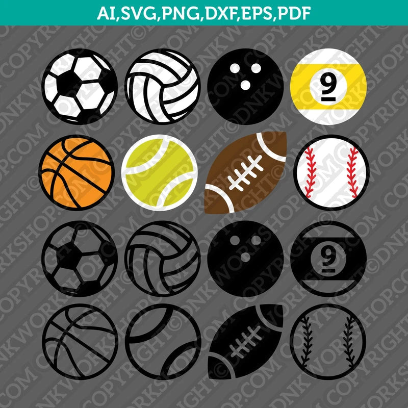 Football Soccer Ball Baseball Tennis Pool Basketball Volleyball Bowlin ...