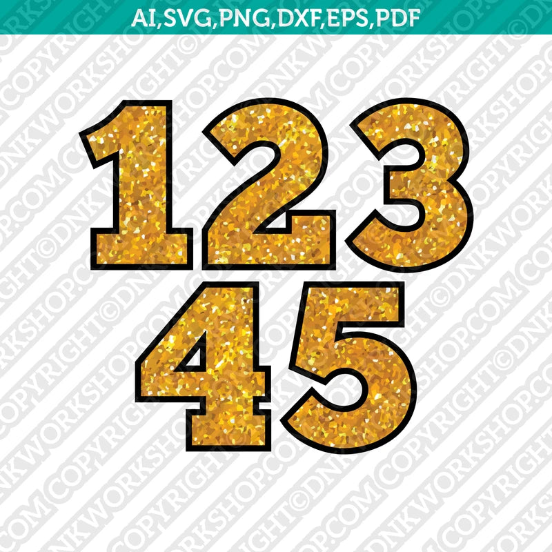 Gold Foil Golden Glitter Birthday Wedding Numbers Vector SVG Cricut Cu ...