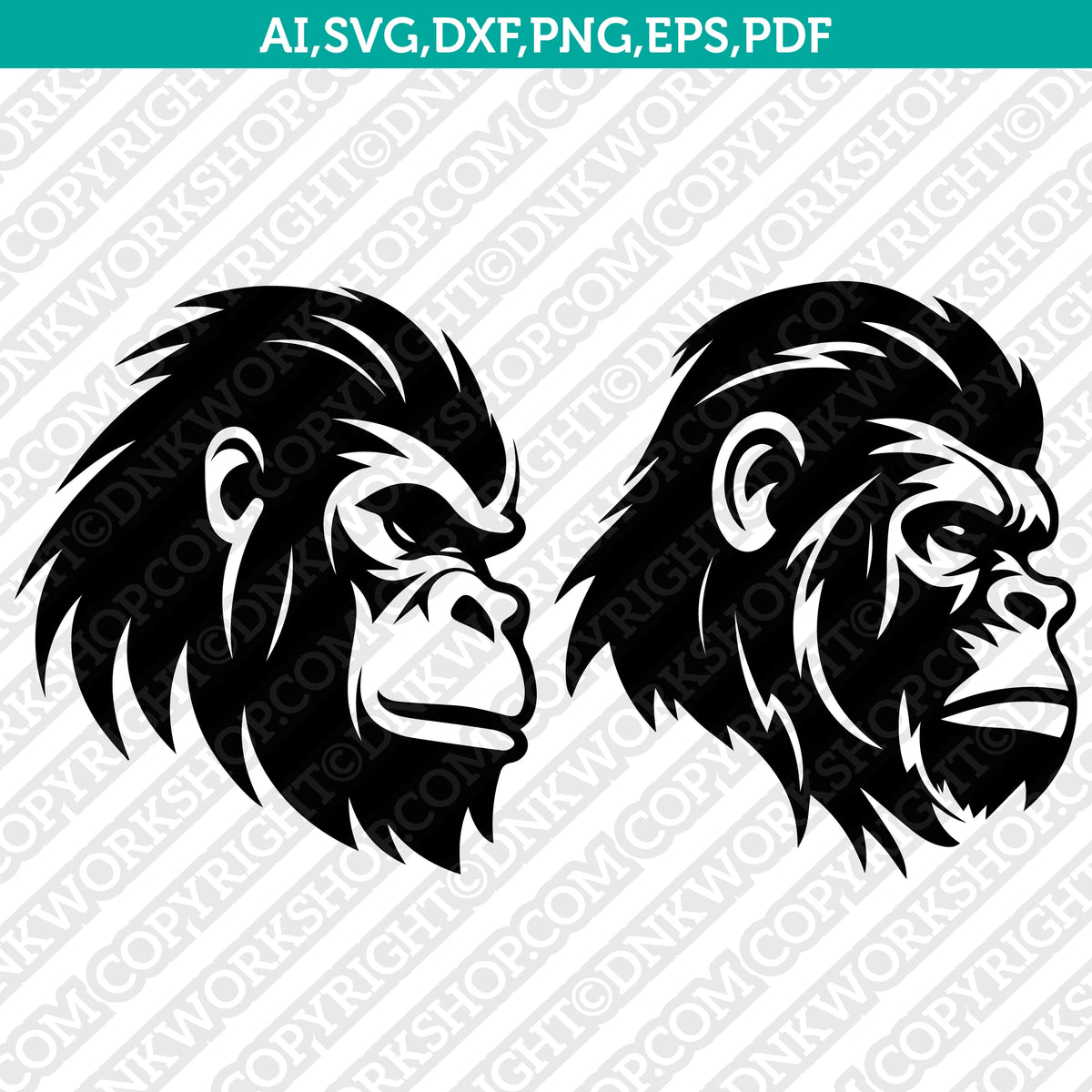 Gorilla Head SVG Mascot Cut File Cricut Clipart Silhouette Png ...