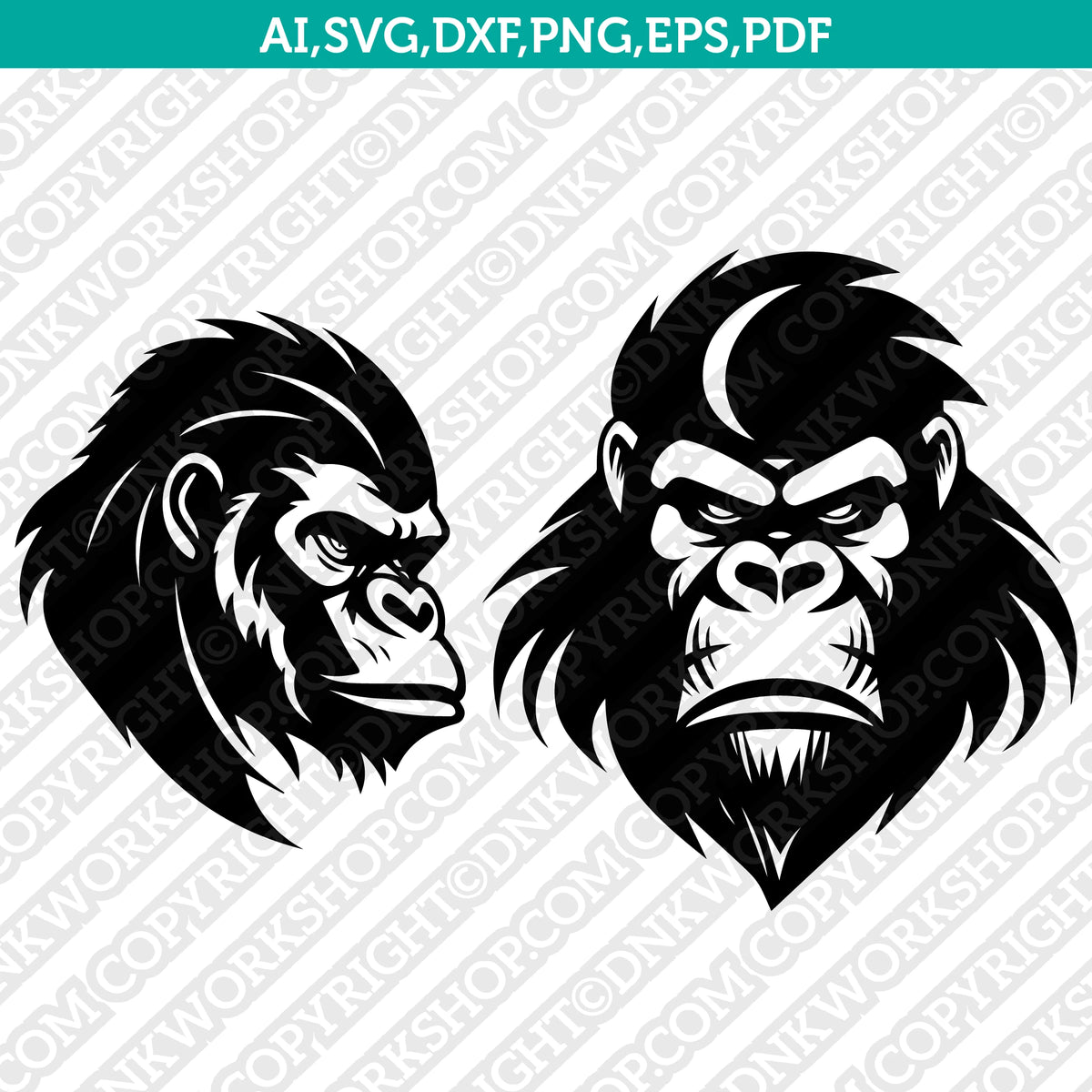 Gorilla Head SVG Mascot Cut File Cricut Clipart Png – DNKWorkshop