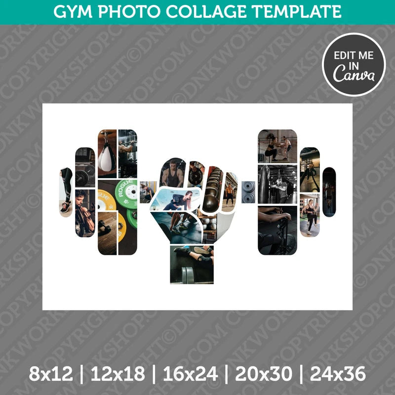 Gym Workout Photo Collage Template Canva PDF – DNKWorkshop