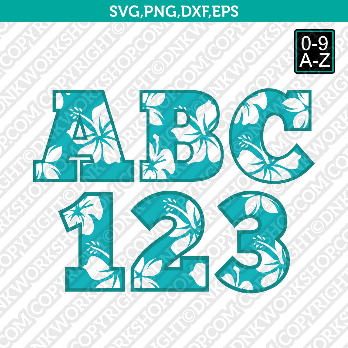 Hawaiian Hibiscus Alphabet & Number SVG 0-9 A-Z | Cricut – DNKWorkshop