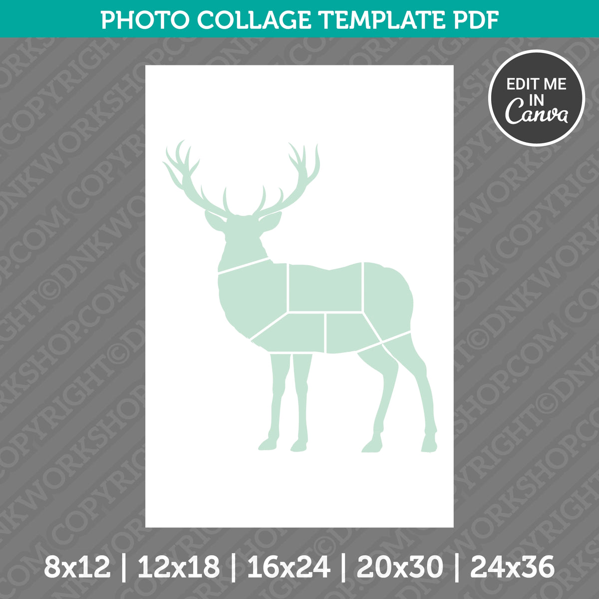 Deer Photo Collage Template PDF Canva Editable Wall Art – DNKWorkshop