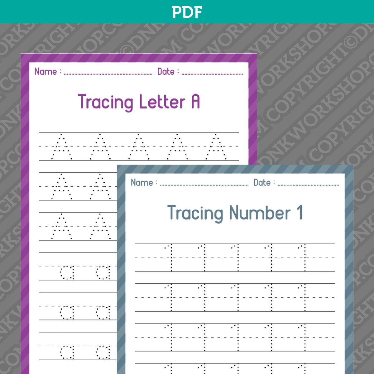 Letters and Numbers Tracing Worksheets for Kindergarten – DNKWorkshop