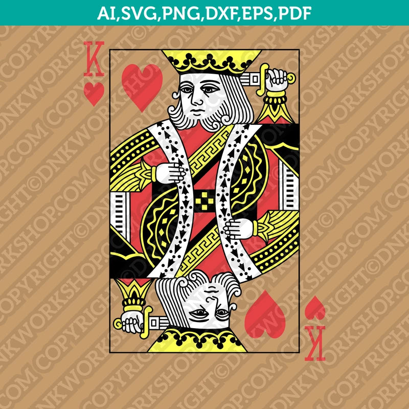 King Hearts Playing Cards SVG Vector Cricut Cut File Clipart Png Dxf ...