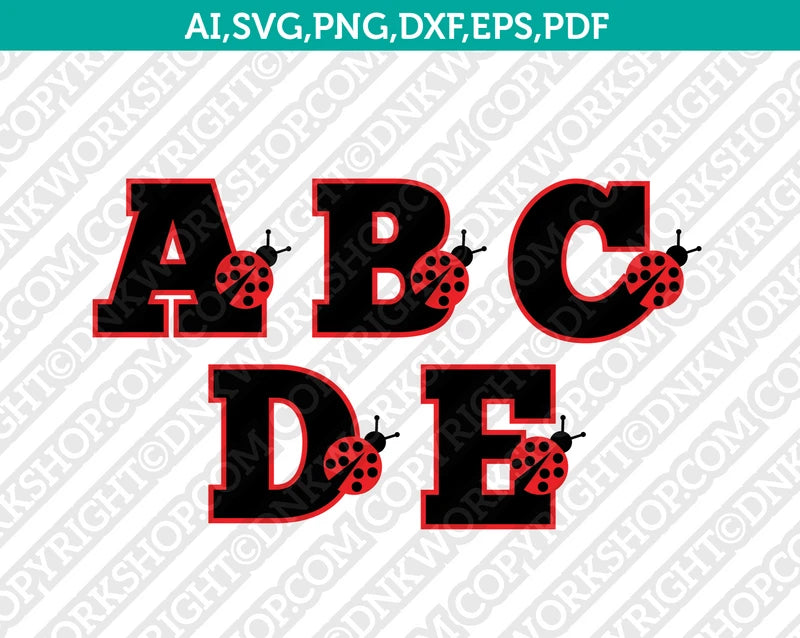 Ladybug Letters Fonts Alphabet SVG Vector Cricut Cut File Png Clipart ...