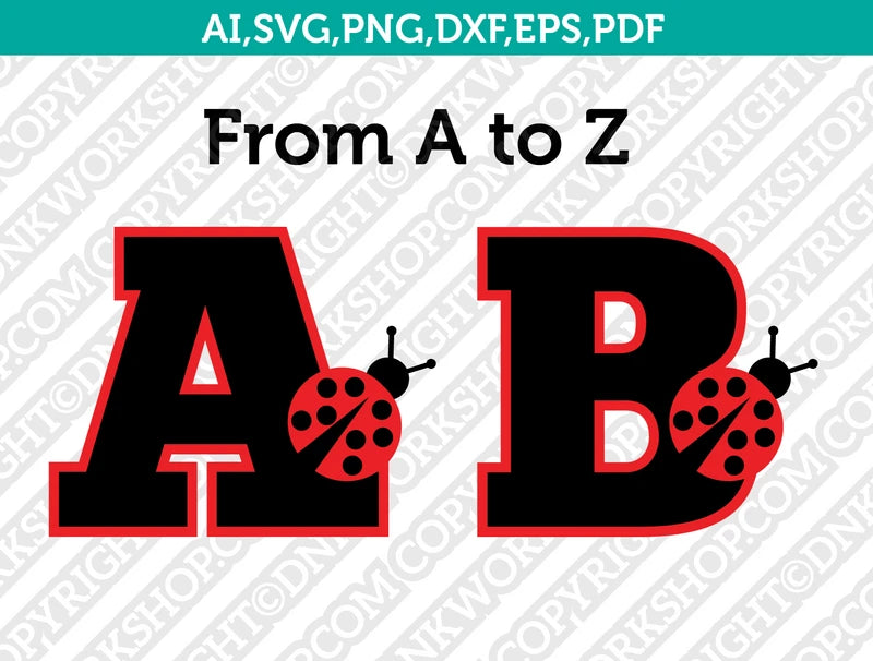 Ladybug Letters Fonts Alphabet SVG Vector Cricut Cut File Png Clipart ...
