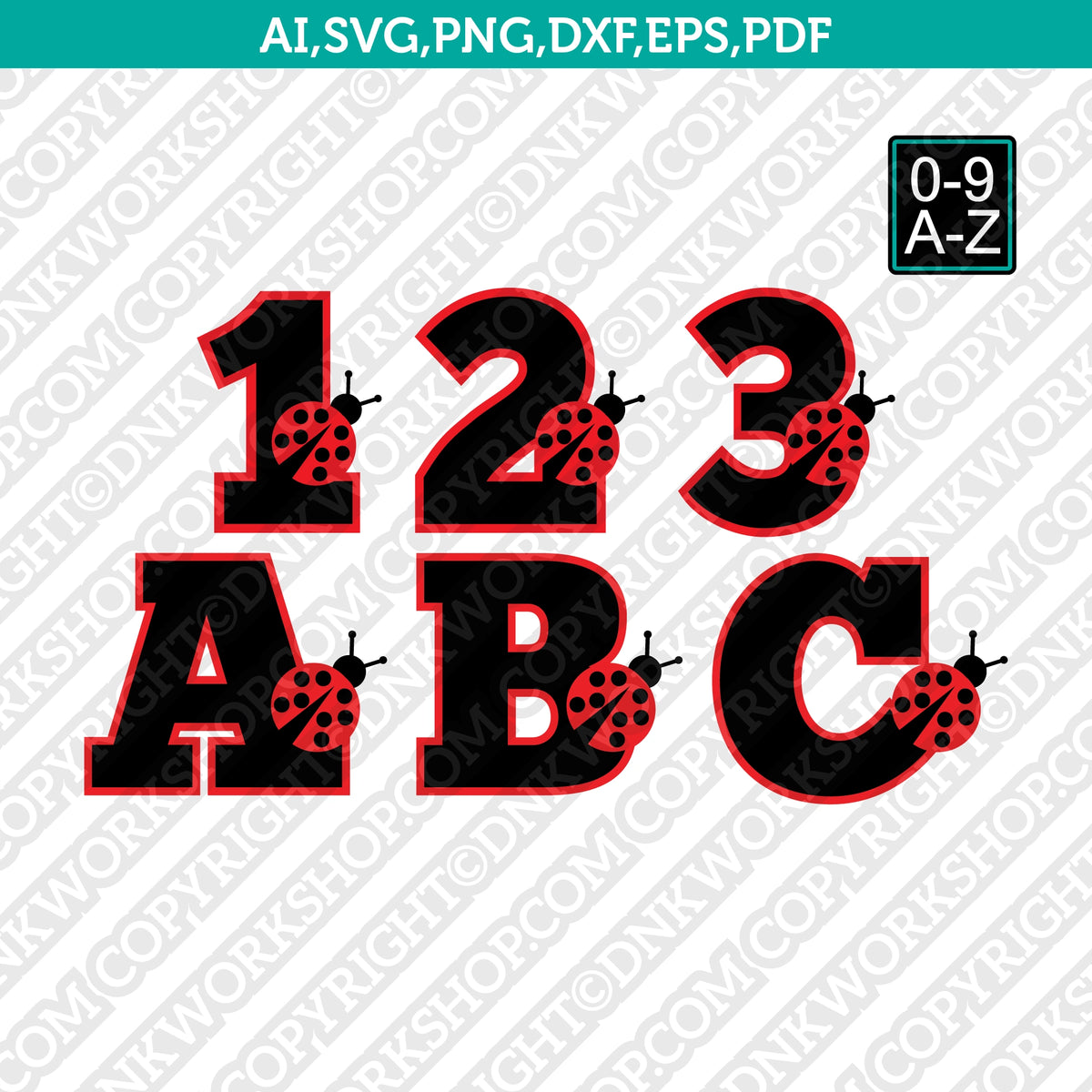 Ladybug Alphabet & Number SVG Bundle 0-9 A-Z | Cricut – DNKWorkshop