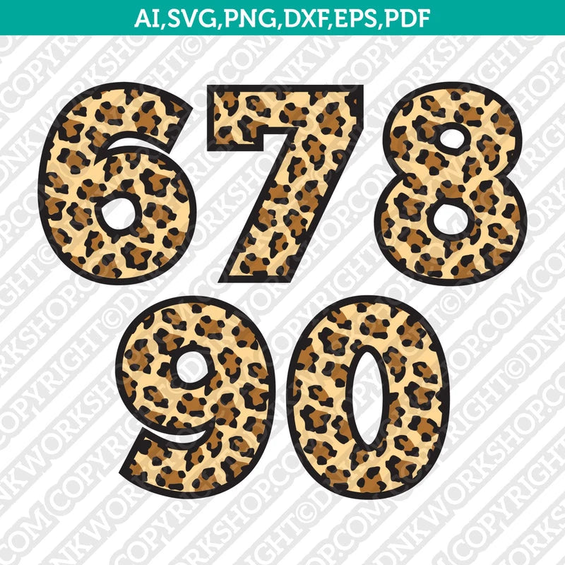 Leopard Numbers SVG Cut File Cricut Vector Sticker Decal Dxf PNG Eps ...