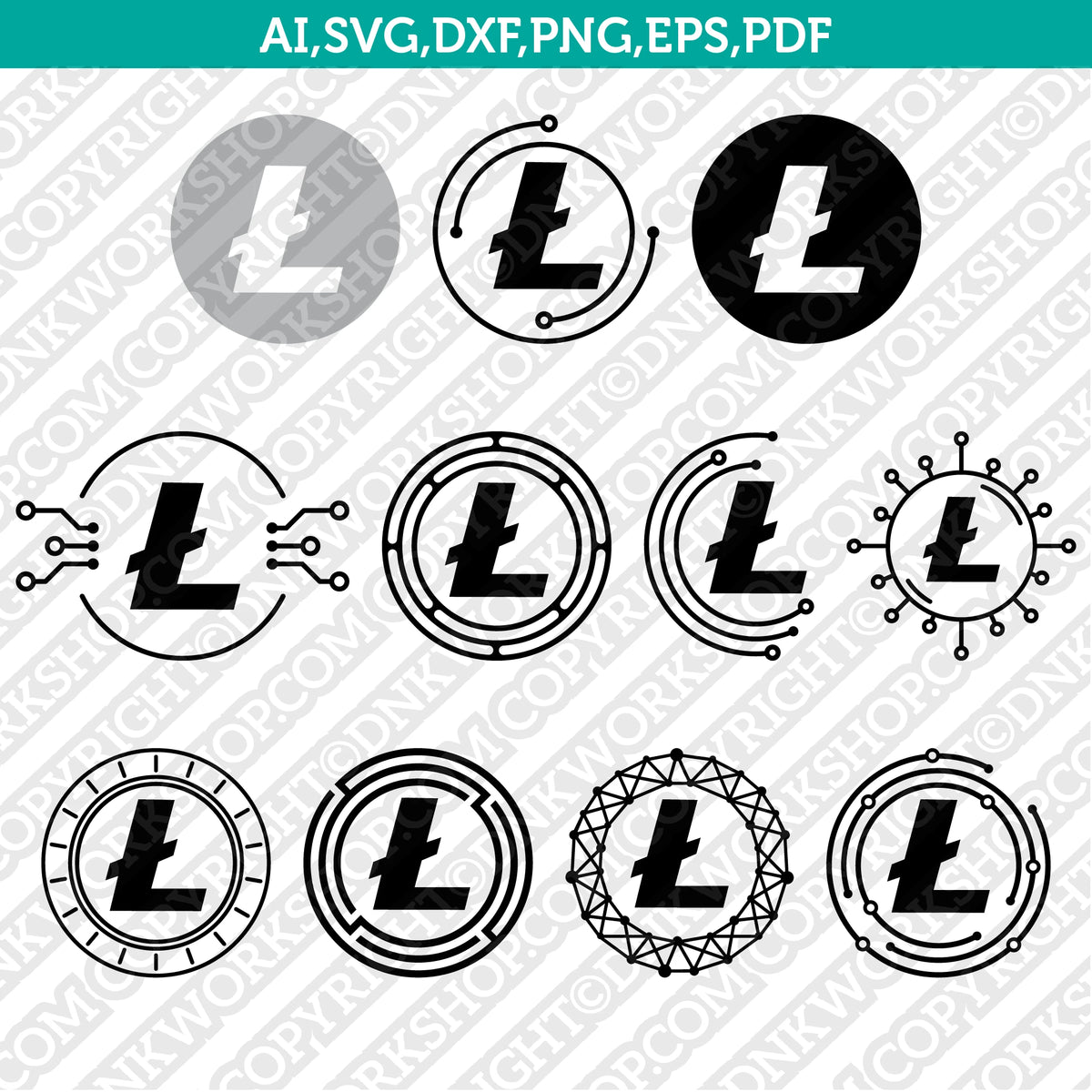 Litecoin Logo SVG Cryptocurrency Cricut CutFile Clipart Dxf Eps Png Si ...