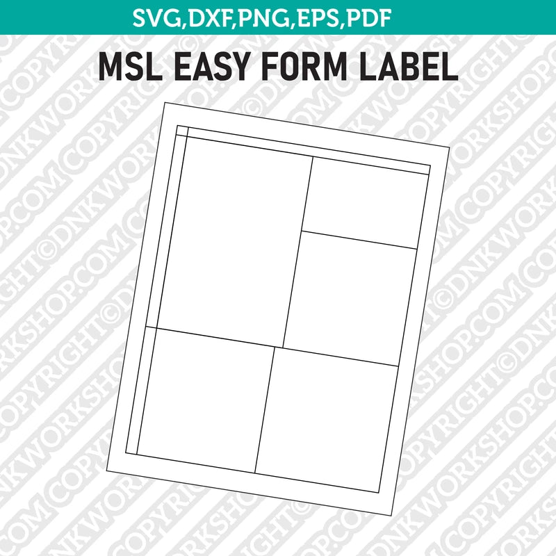 MSL Easy Form Label Template SVG Vector Cricut Cut File Clipart Png Ep ...