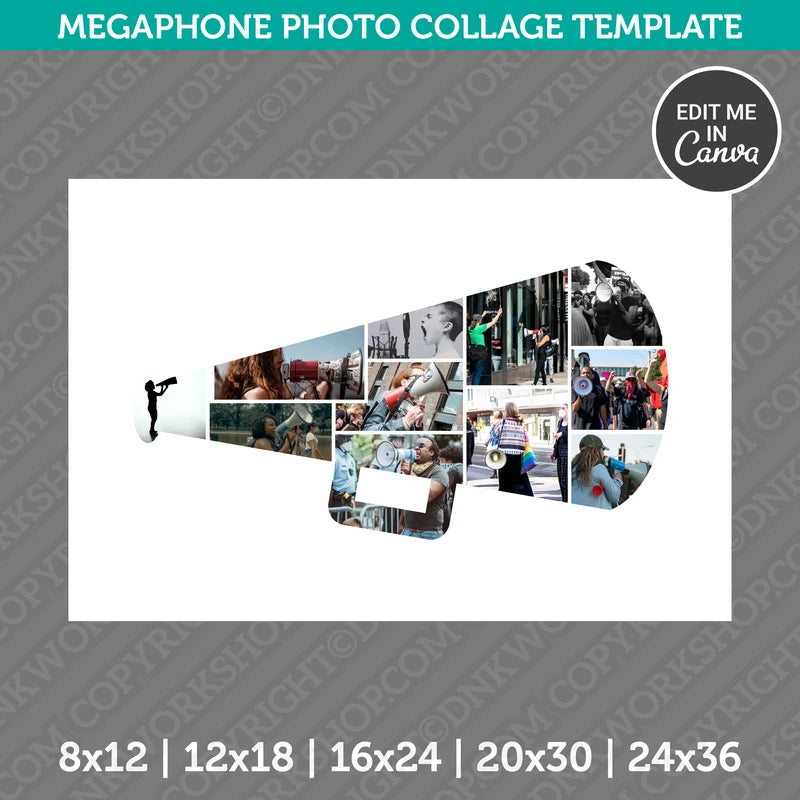 Megaphone Cheerleader Photo Collage Template Canva PDF – DNKWorkshop