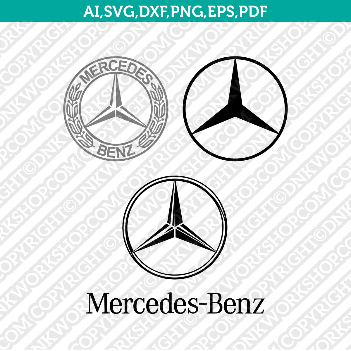 Mercedes Benz Logo SVG Silhouette Cameo Cricut Cut File Vector Png Eps ...