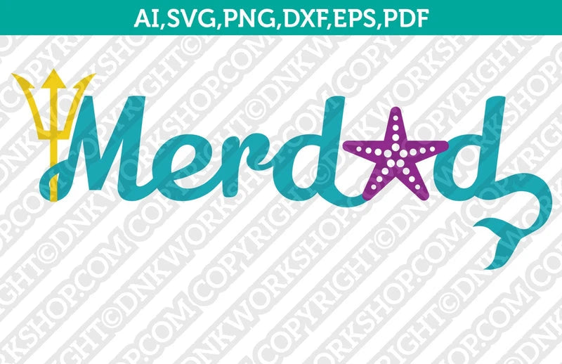 Merdad Mermaid Birthday Girl Party SVG Silhouette Cameo Cricut CutFile ...