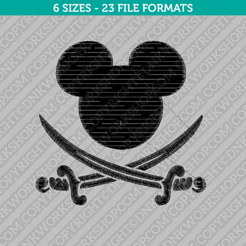 Mickey Mouse Pirate Embroidery Design - 6 Sizes - INSTANT DOWNLOAD ...