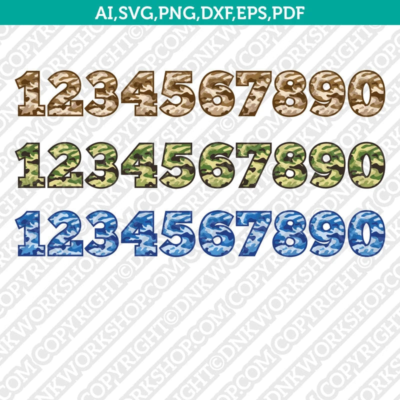 Military Army Marine Seal Air Force Camo Numbers SVG Cricut Cut File ...
