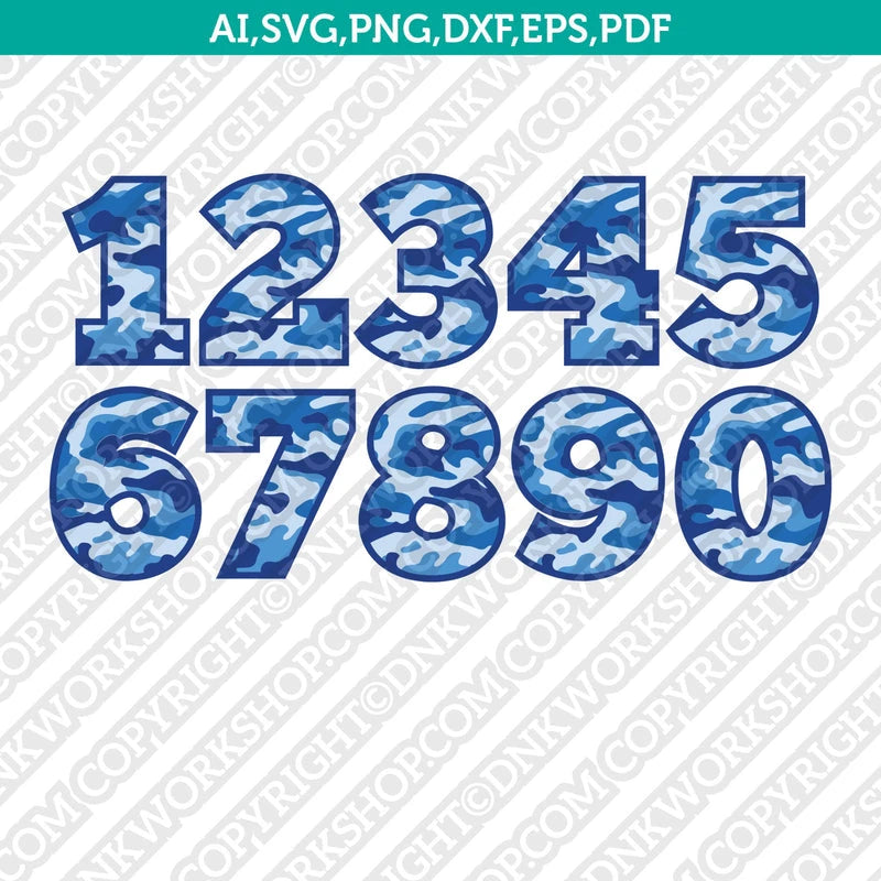Military Army Marine Seal Air Force Camo Numbers SVG Cricut Cut File ...