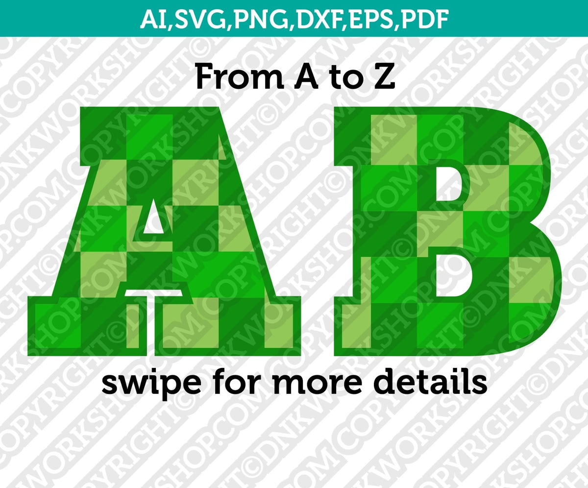 Mine Pattern Minecraft Letter Fonts Alphabet SVG Cricut Laser Cut File ...