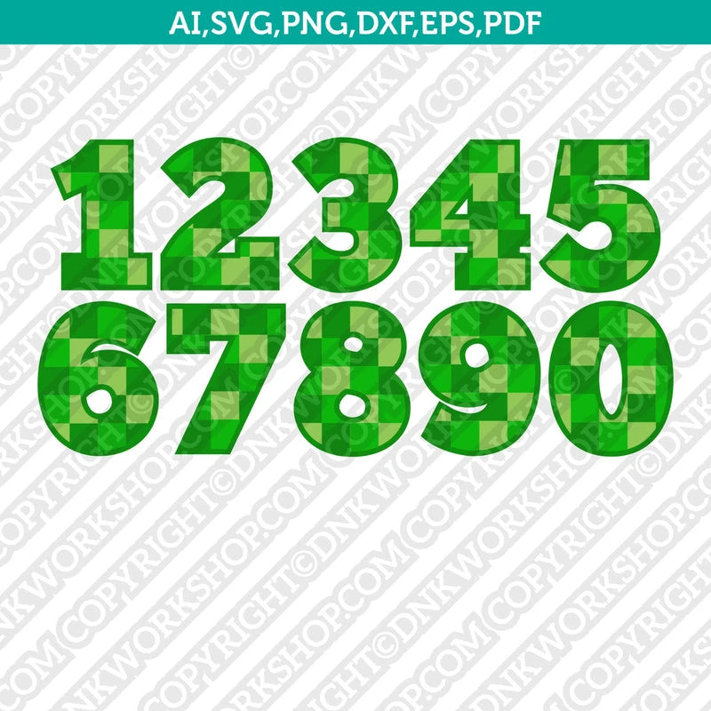 Mine Pattern Theme Minecraft Numbers SVG Vector Cricut Laser Cut File ...
